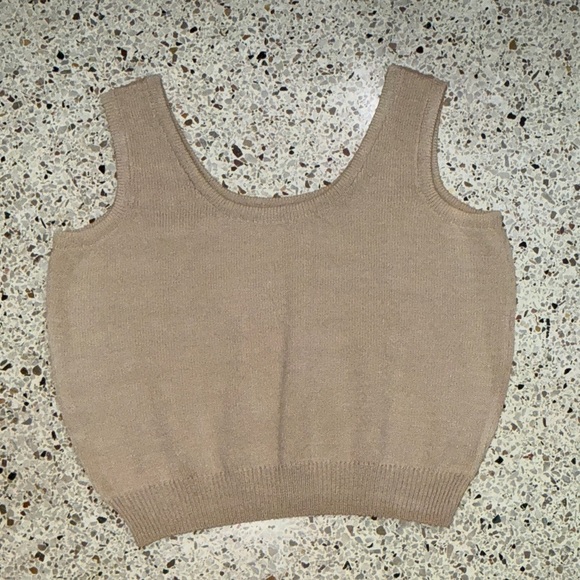 St. John | Tops | St John Basics Marie Gray Tan Nude Knit Tank Medium M ...